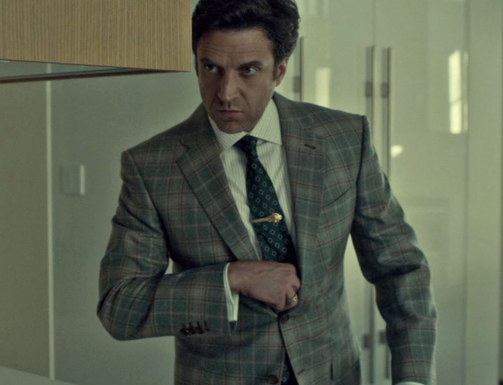 Hannibal's Famous Charcoal and Blood Red Windowpane 3 Piece Suit